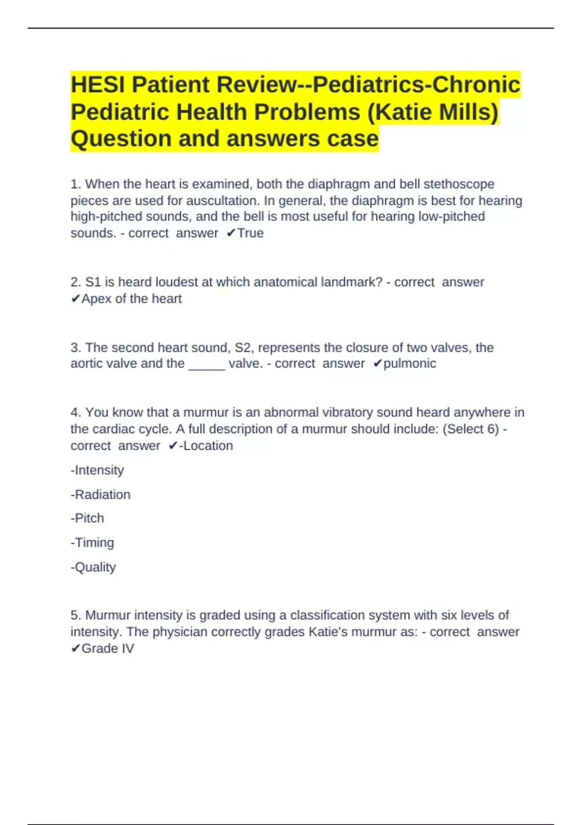 HESI Patient Review--Pediatrics-Chronic Pediatric Health Problems ...