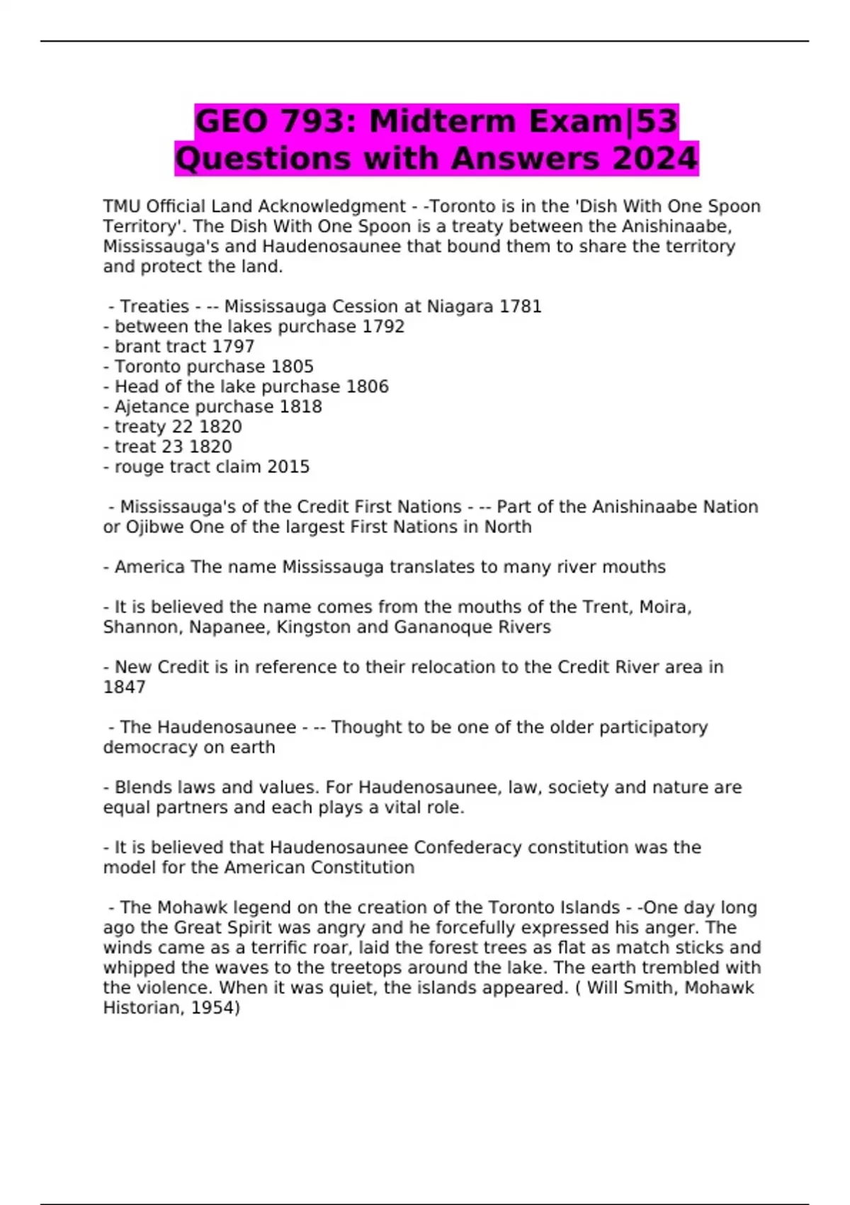 GEO 793: Midterm Exam|53 Questions with Answers 2024 - GEO 793: Midterm Exam|53 Questions with ...