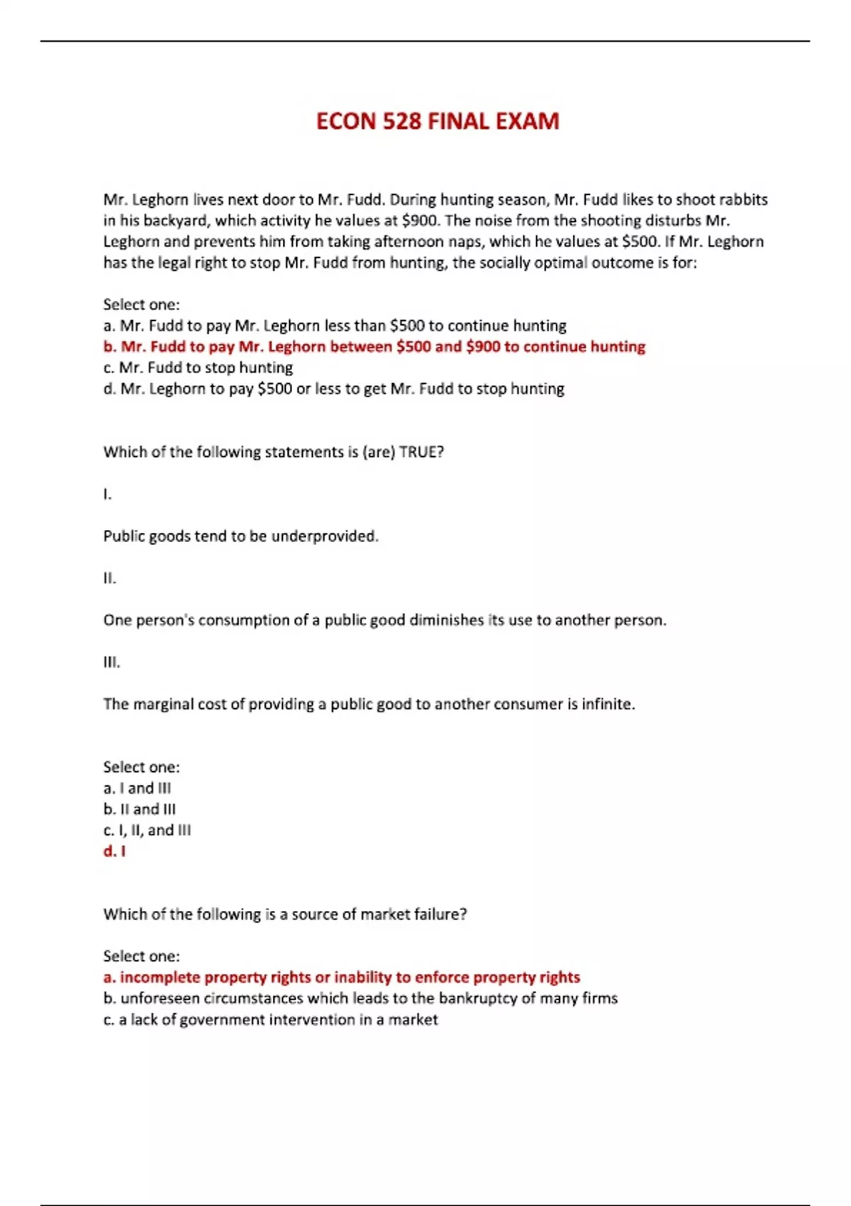 University of louisiana econ 528 final exam Questions with Explanations ...