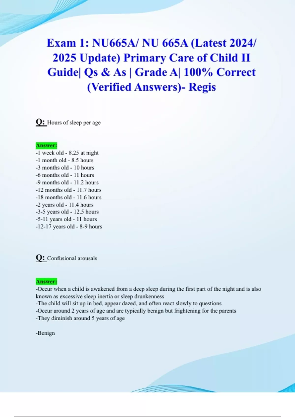 Exam 1: NU665A/ NU 665A (Latest 2024/ 2025 Updates STUDY BUNDLE PACKAGE ...