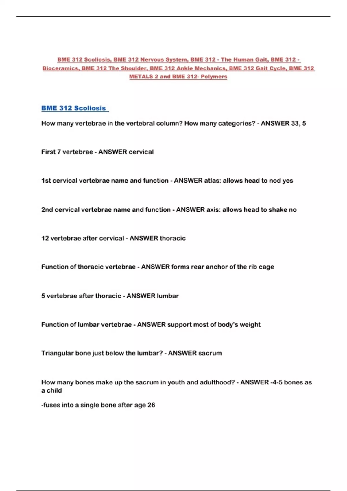 BME 312 Scoliosis, BME 312 Nervous System, BME 312 - The Human Gait ...