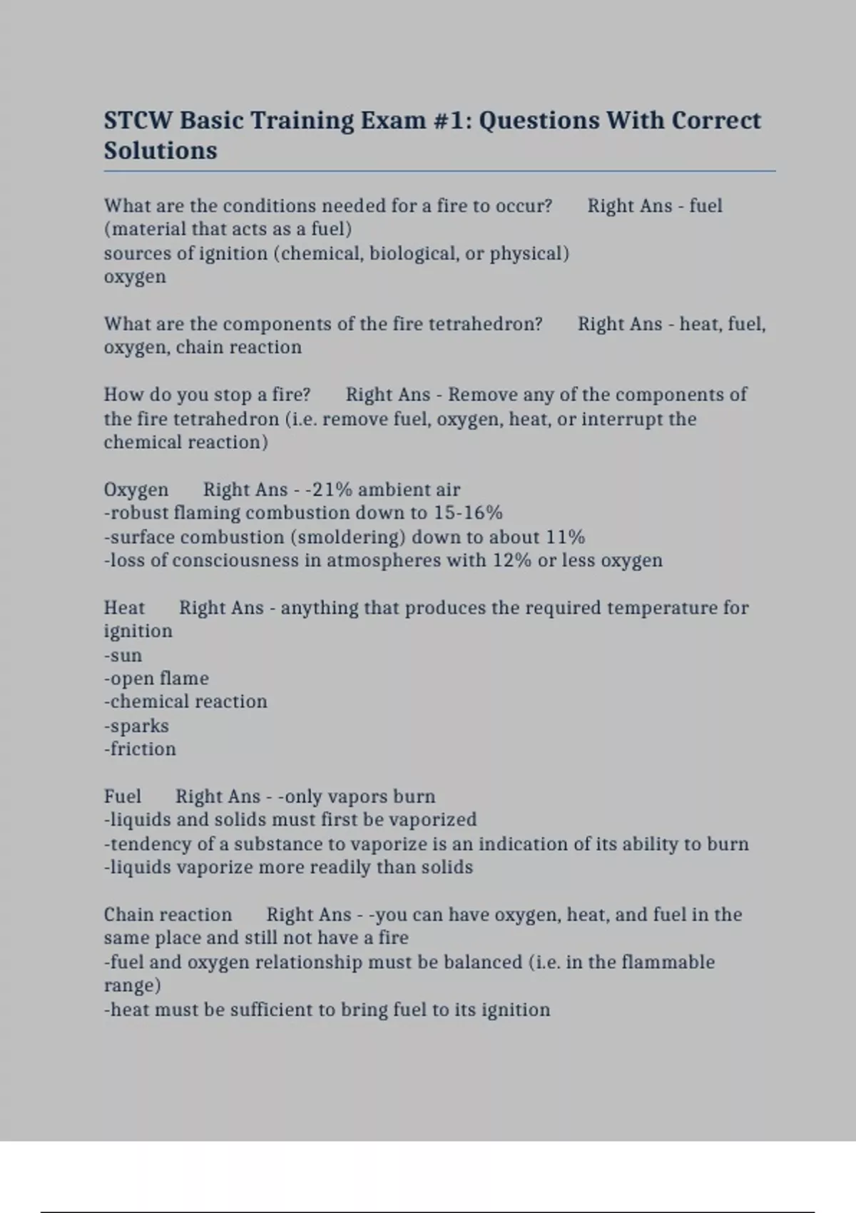 STCW Basic Training Exam #1: Questions With Correct Solutions - STCW ...