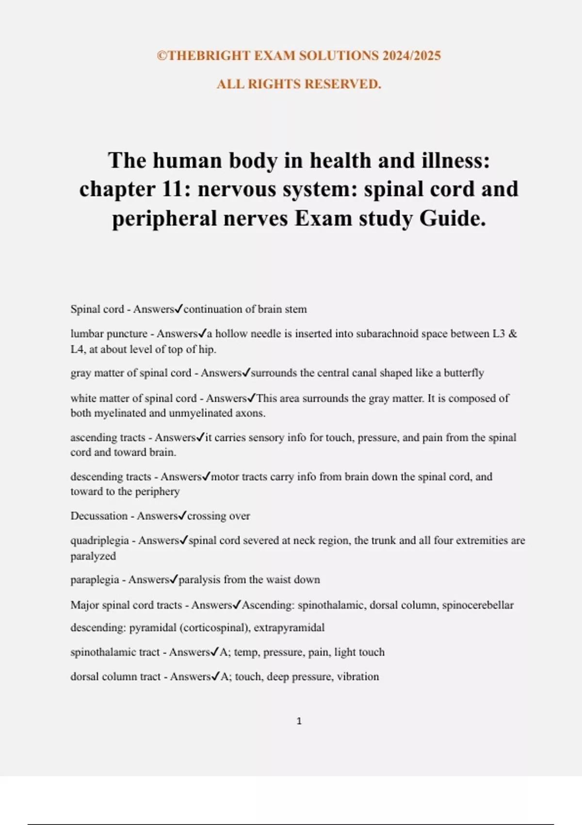 The human body in health and illness: chapter 11: nervous system ...