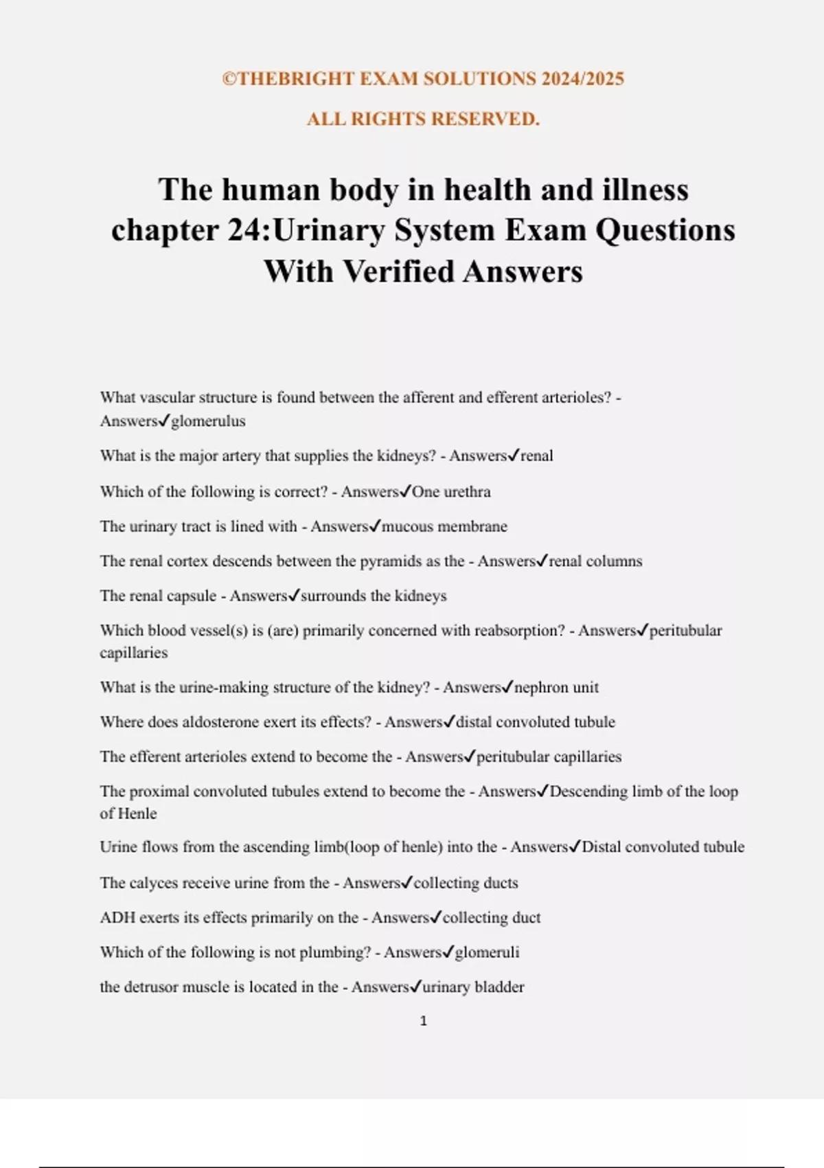 The human body in health and illness chapter 24:Urinary System Exam ...
