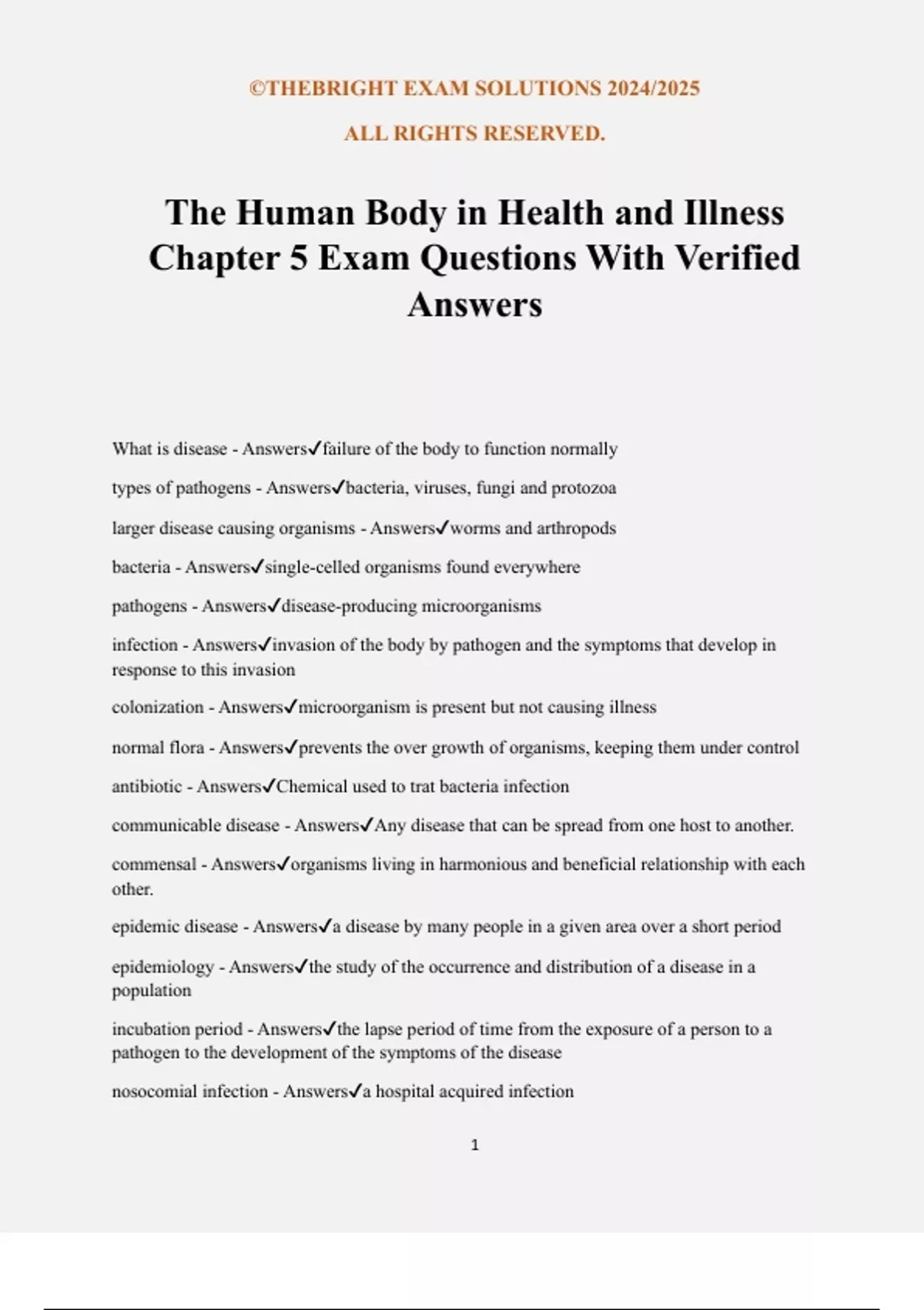 The Human Body in Health and Illness Chapter 5 Exam Questions With ...