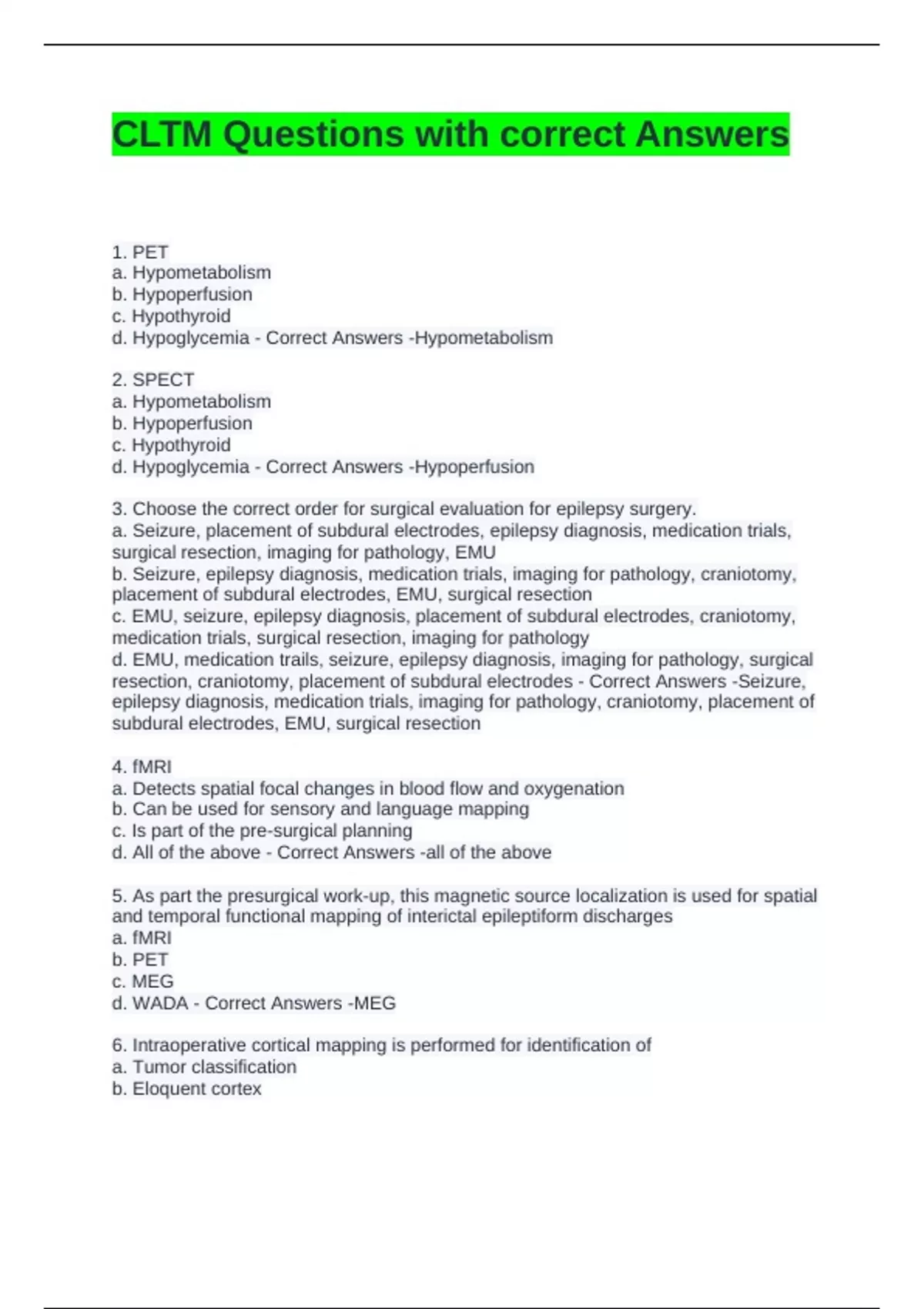 CLTM Questions with correct Answers - CLTM - Stuvia US