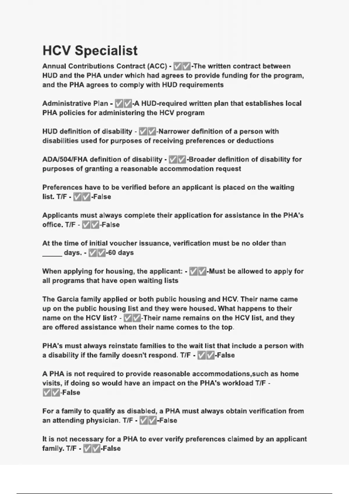 HCV Specialist Questions and Verified Answers |100% Correct | Complete ...