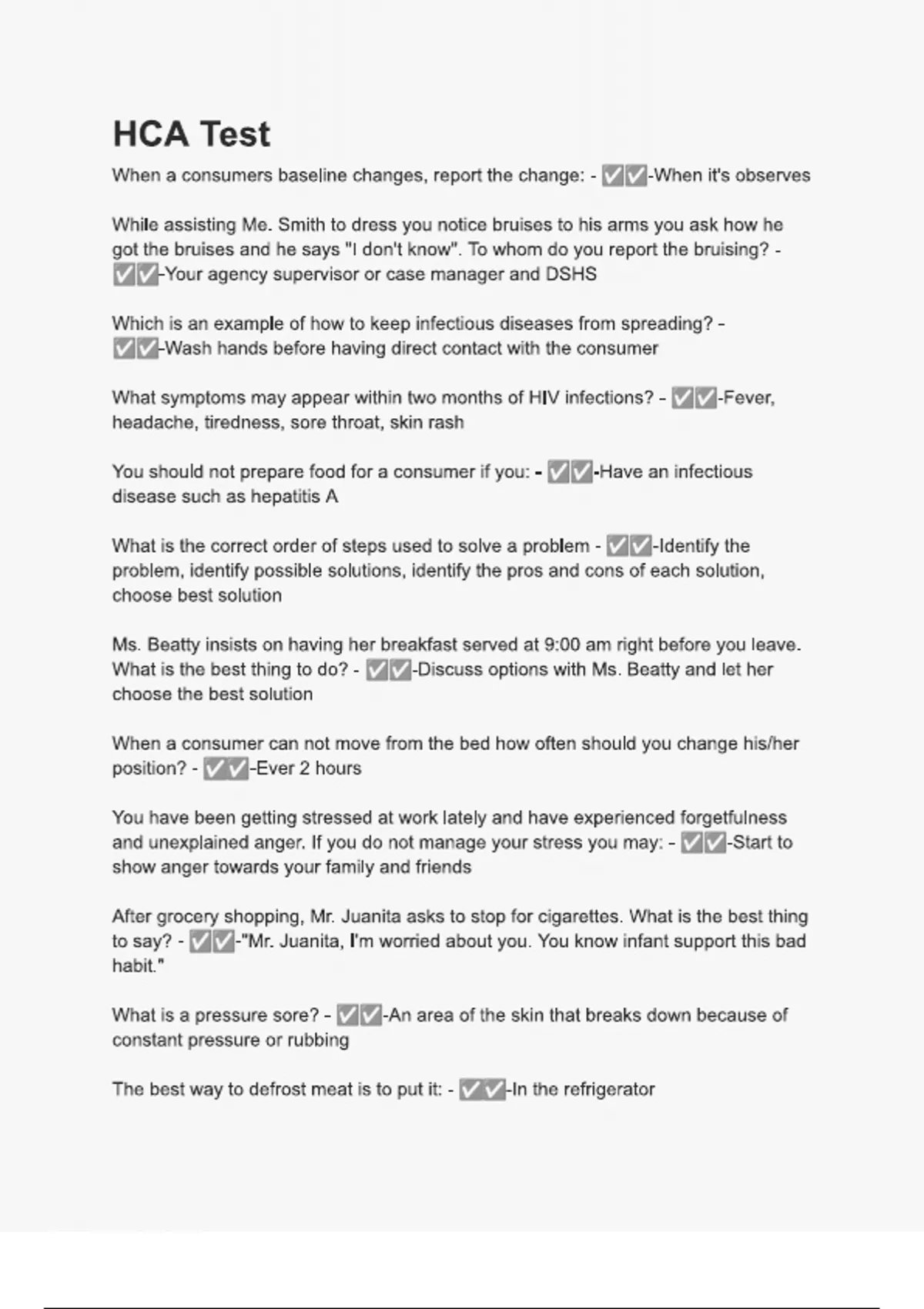 HCA Test Questions and Verified Answers |100% Correct | Complete ...