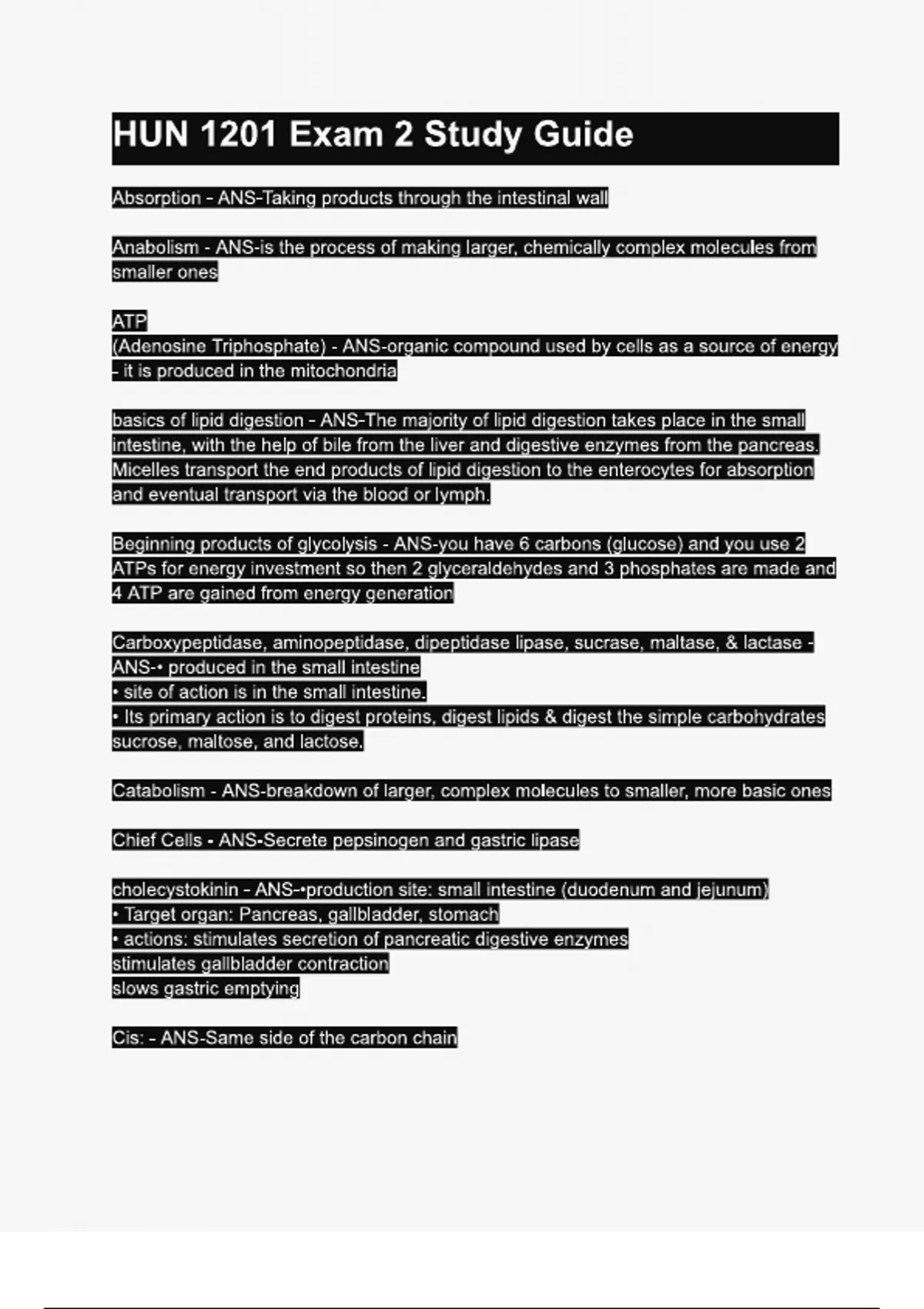 HUN 1201 Exam 2 Study Guide Questions and Verified Answers |100% ...