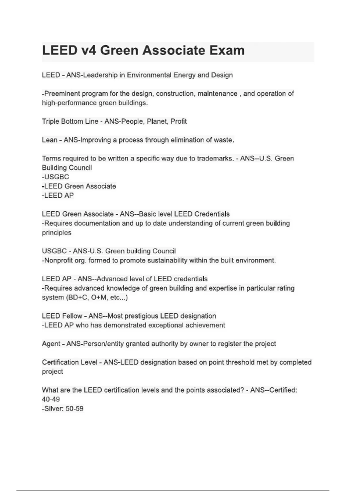 LEED v4 Green Associate Exam Questions and Verified Answers |100% ...