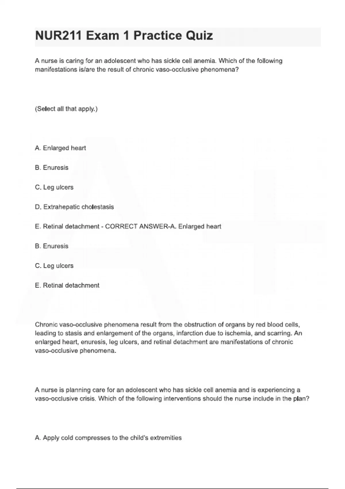 NUR211 Exam 1 Practice Quiz Questions and Verified Answers |100% ...