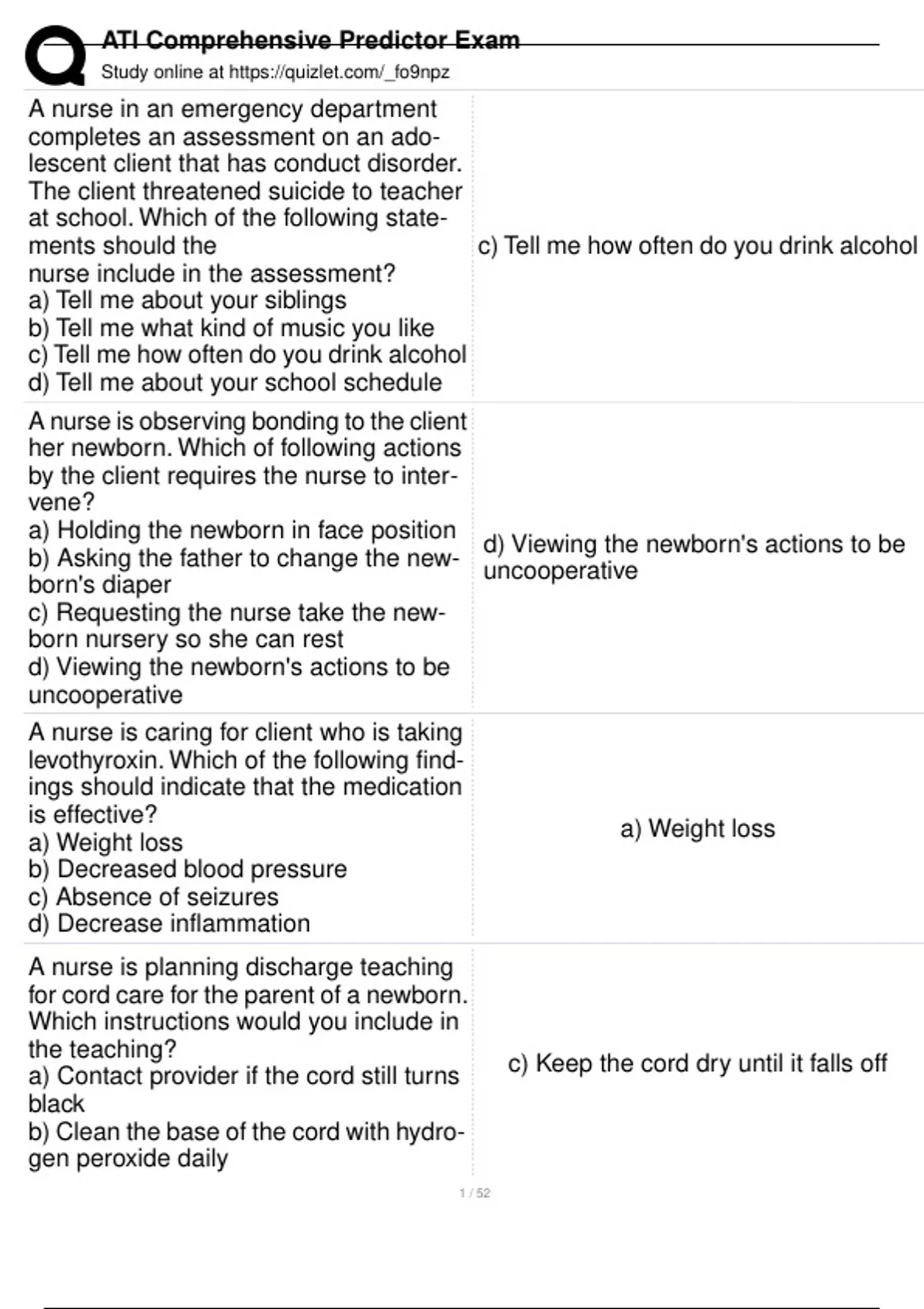 ATI Comprehensive Predictor Exam wth 170 actual exam questions with ...