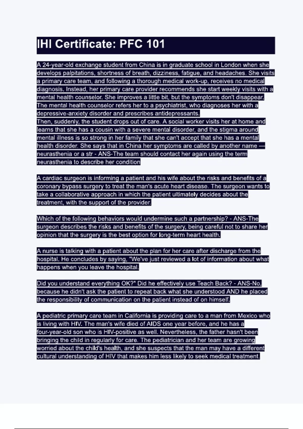 IHI Certificate PFC 101 Questions and Verified Answers |100% Correct ...