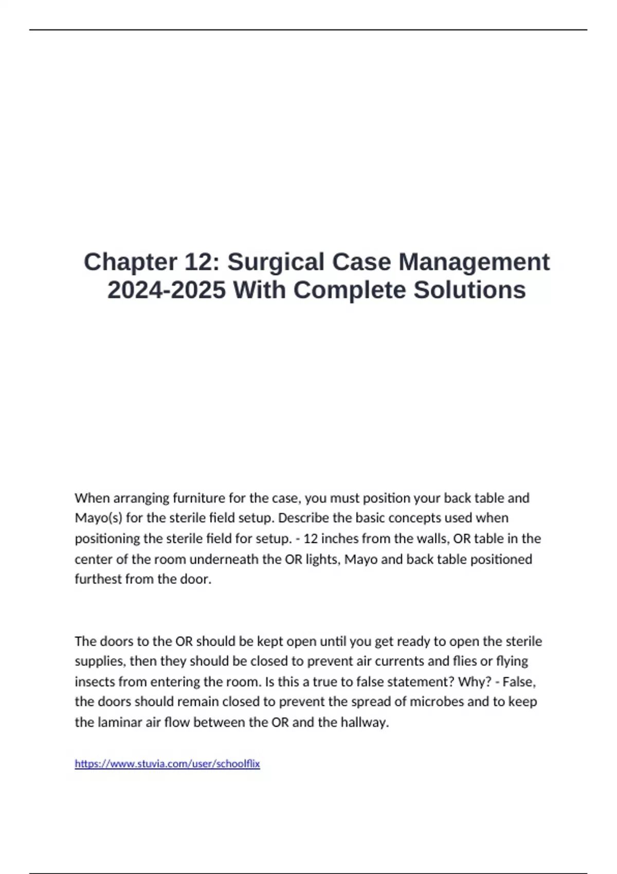 Chapter 12 Surgical Case Management With Complete Solutions - Operating ...