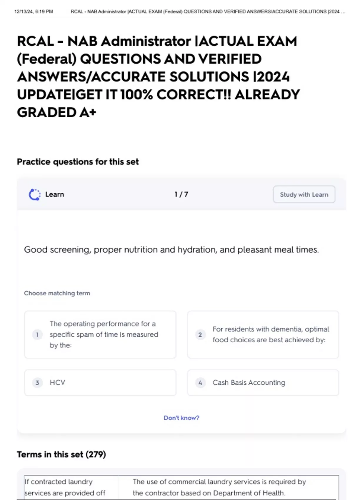 RCAL - NAB Administrator |ACTUAL EXAM (Federal) QUESTIONS AND VERIFIED ...