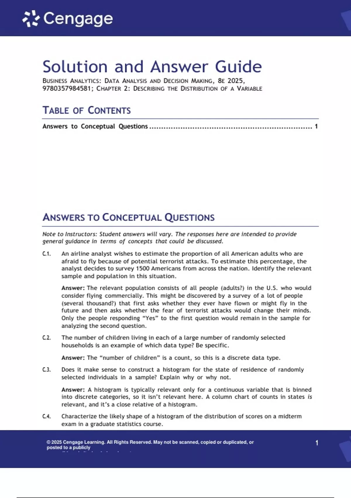 Solution and Answers Guide For Business Analytics Data Analysis & Decision Making 8th Edition ...