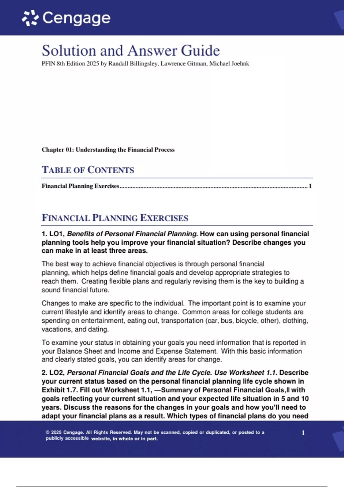 Solution Manual For PFIN 8th Edition 2025 by Randall Billingsley, Lawrence Gitman, Michael Joeh ...