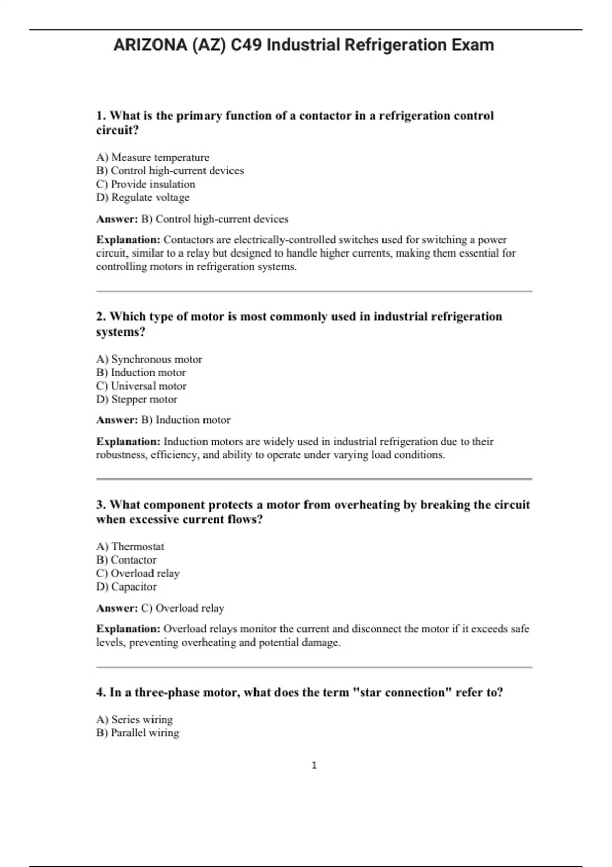 ARIZONA (AZ) C49 Industrial Refrigeration Exam - Computer Tech - Stuvia US