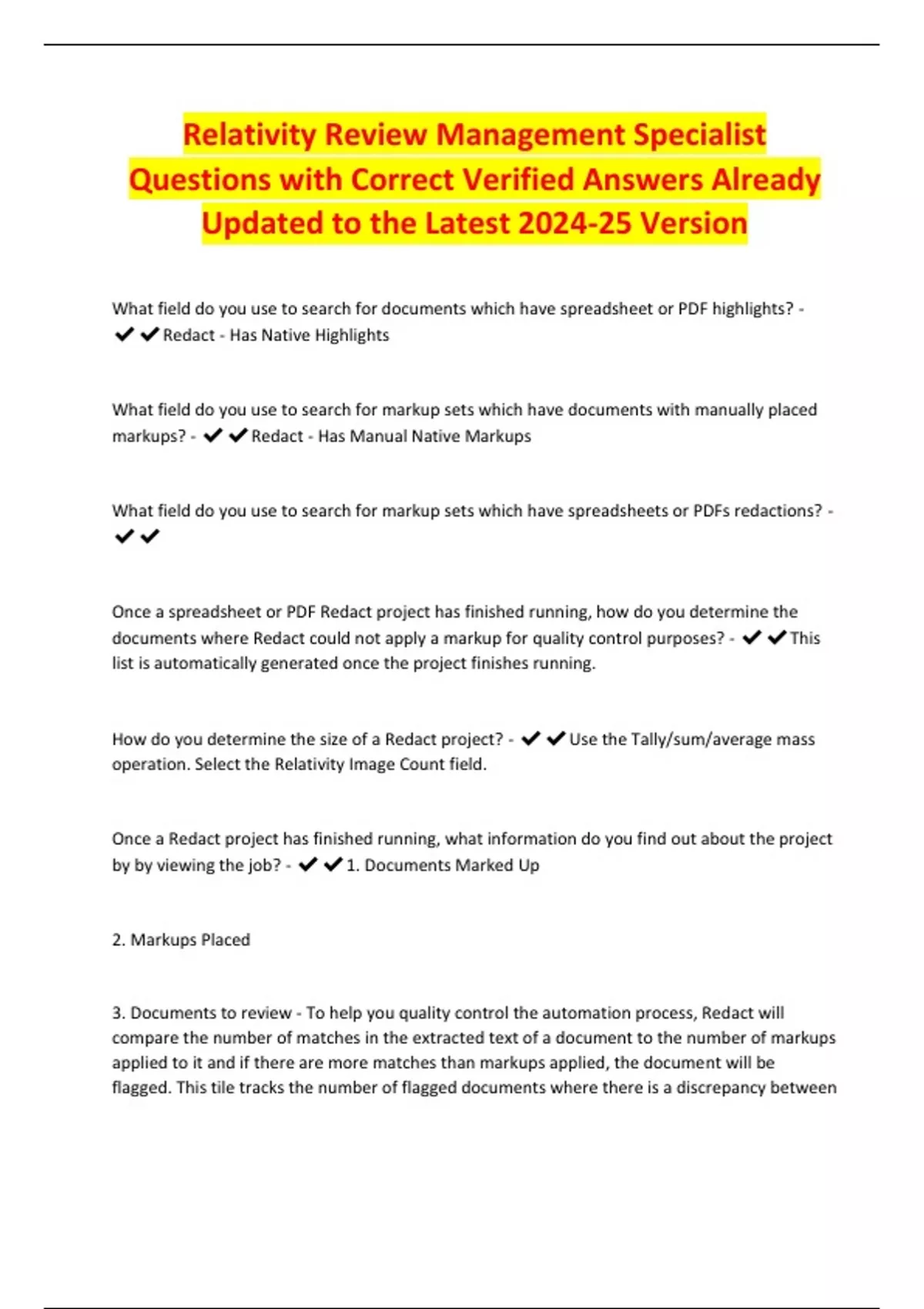 Relativity Review Management Specialist Questions with Correct Verified ...