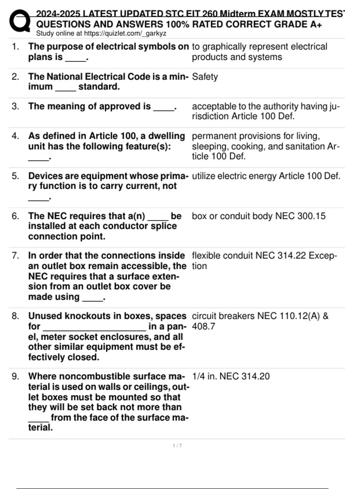 LATEST UPDATED STC EIT 260 Midterm EXAM MOSTLY TESTED QUESTIONS AND ...