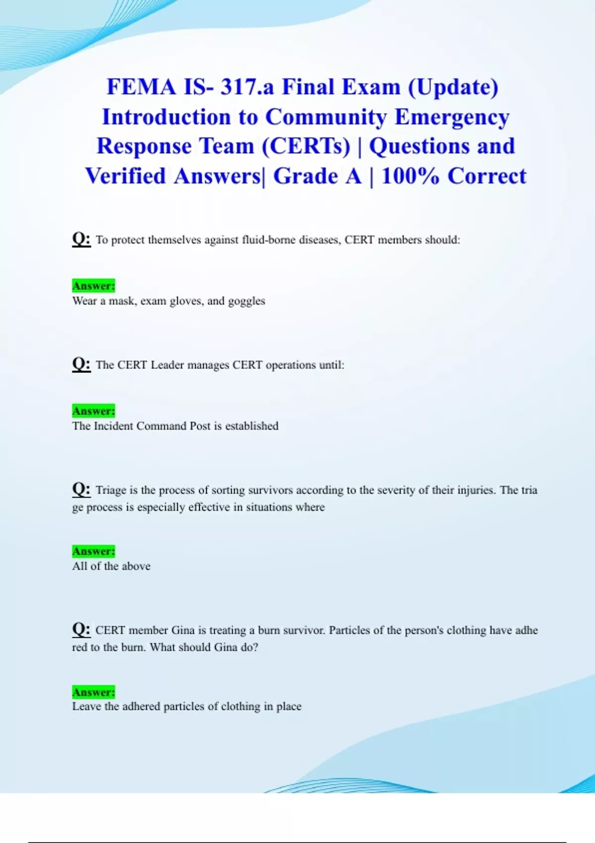 FEMA IS-317.a Final Exam (2024/ 2025 Update) Introduction to Community ...