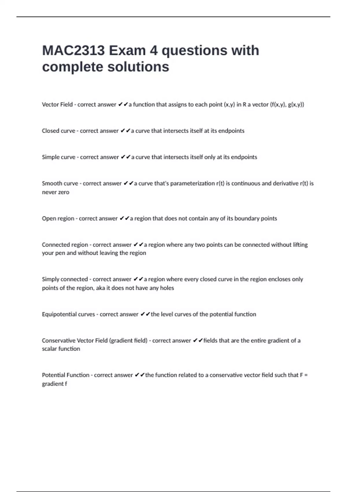 MAC2313 Exam 4 questions with complete solutions - MAC2313 - Stuvia US