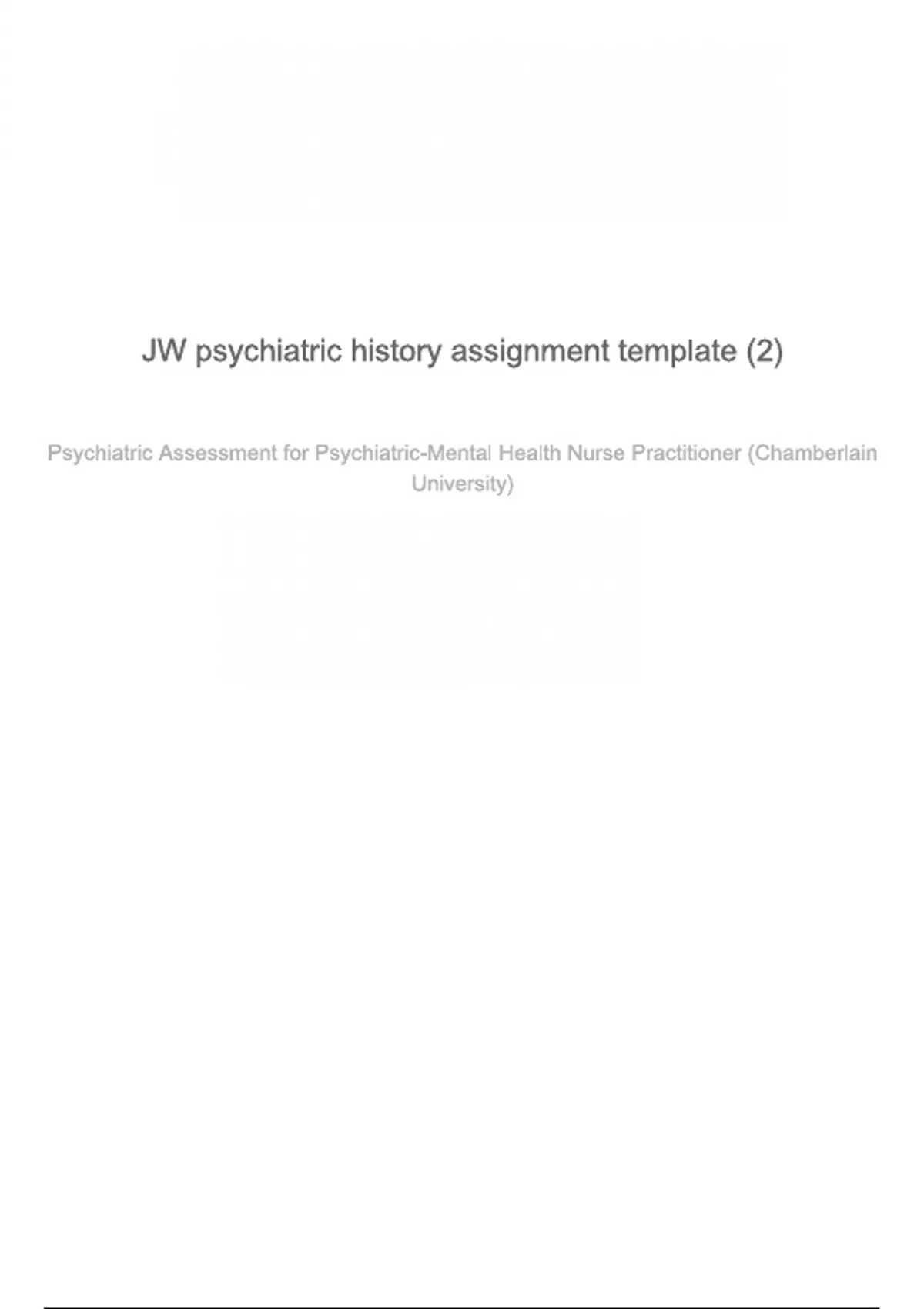 JW psychiatric history assignment template: NR548 /NR 548 Questions and ...