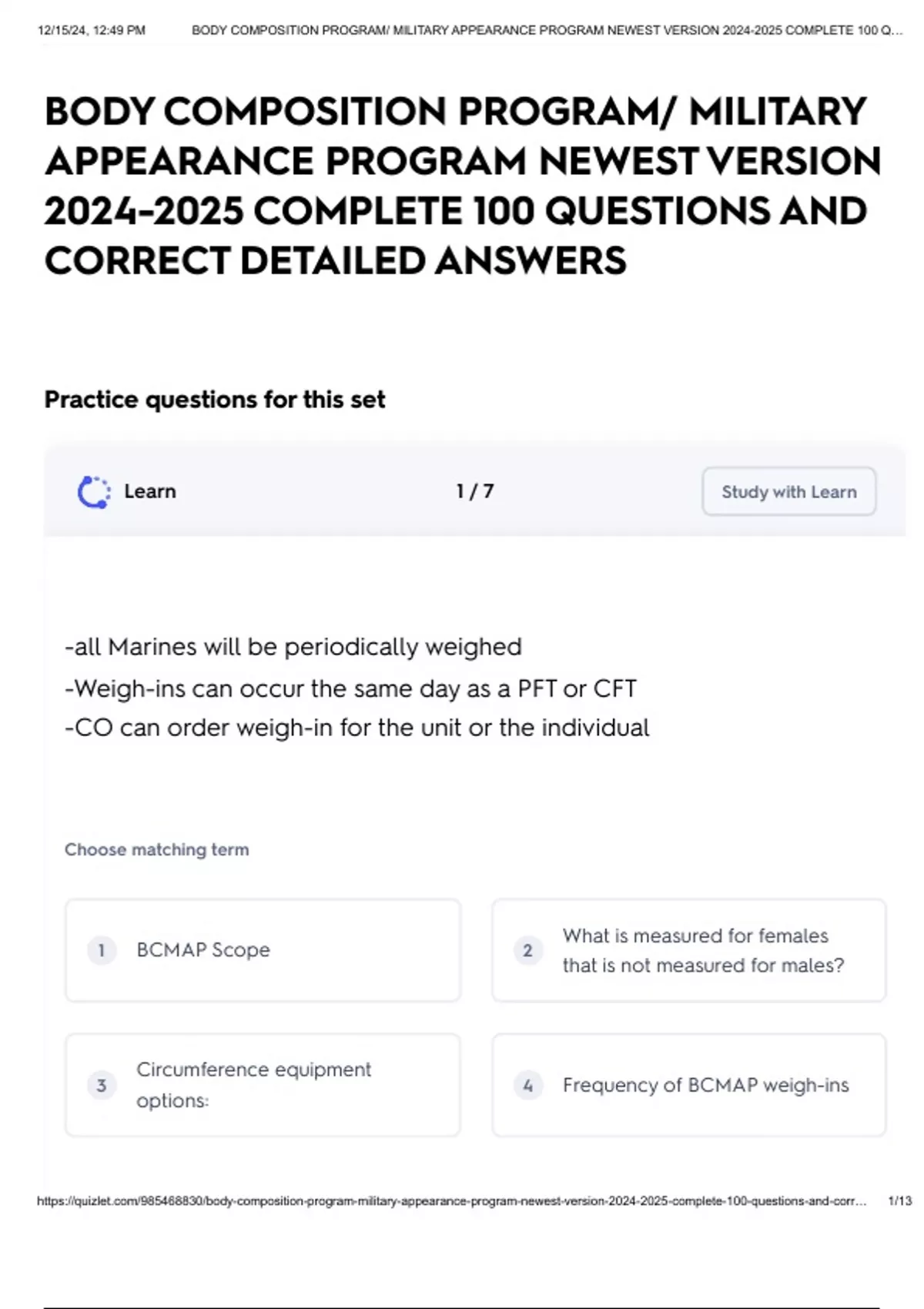 BODY COMPOSITION PROGRAM/ MILITARY APPEARANCE PROGRAM NEWEST VERSION ...