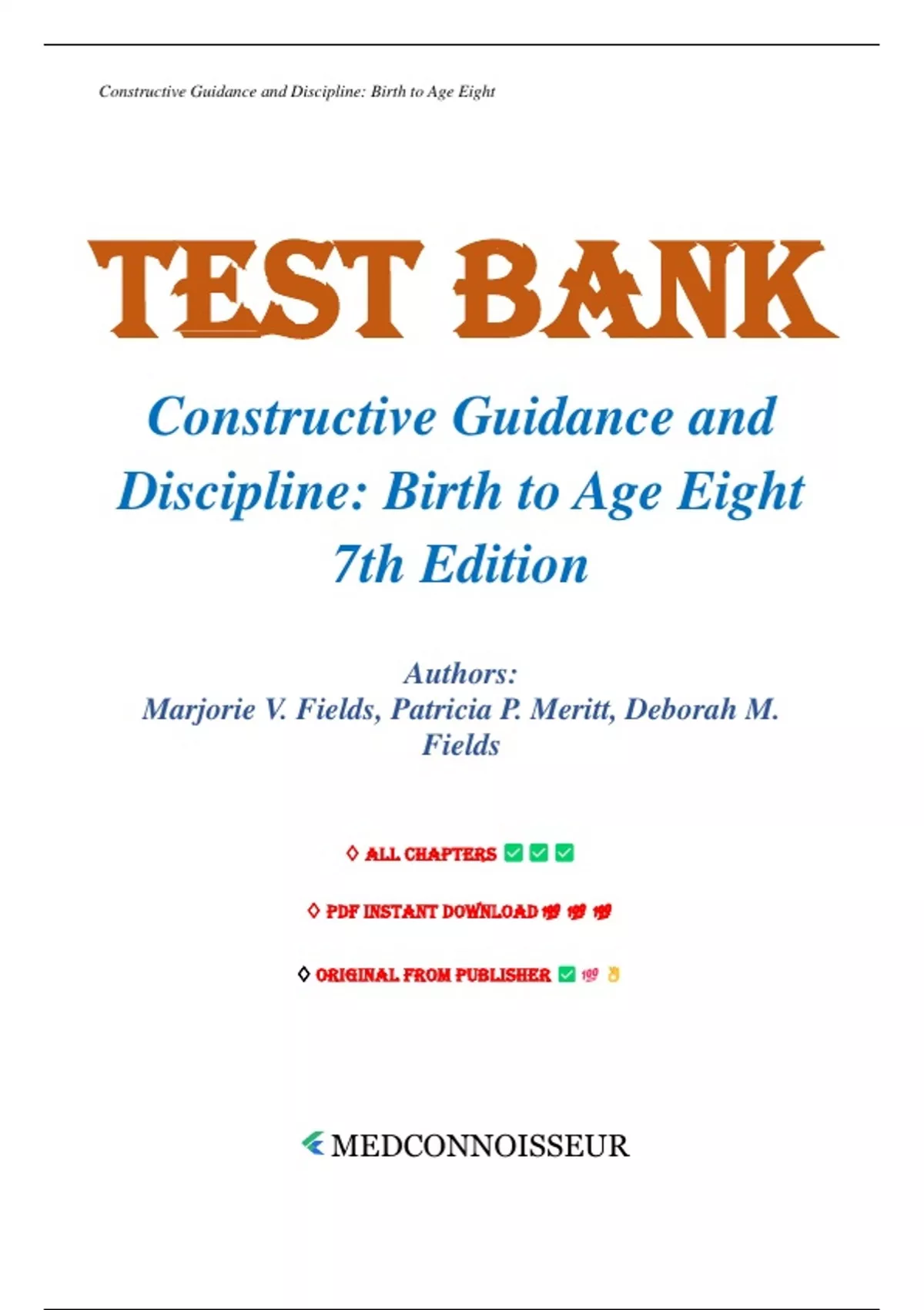 Test Bank For Constructive Guidance and Discipline Birth to Age Eight ...
