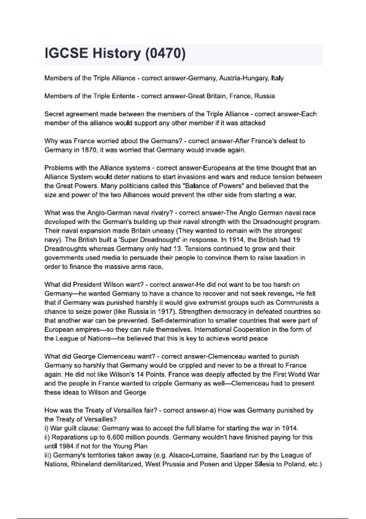 IGCSE History (0470) questions and answers - Igcse - Stuvia US