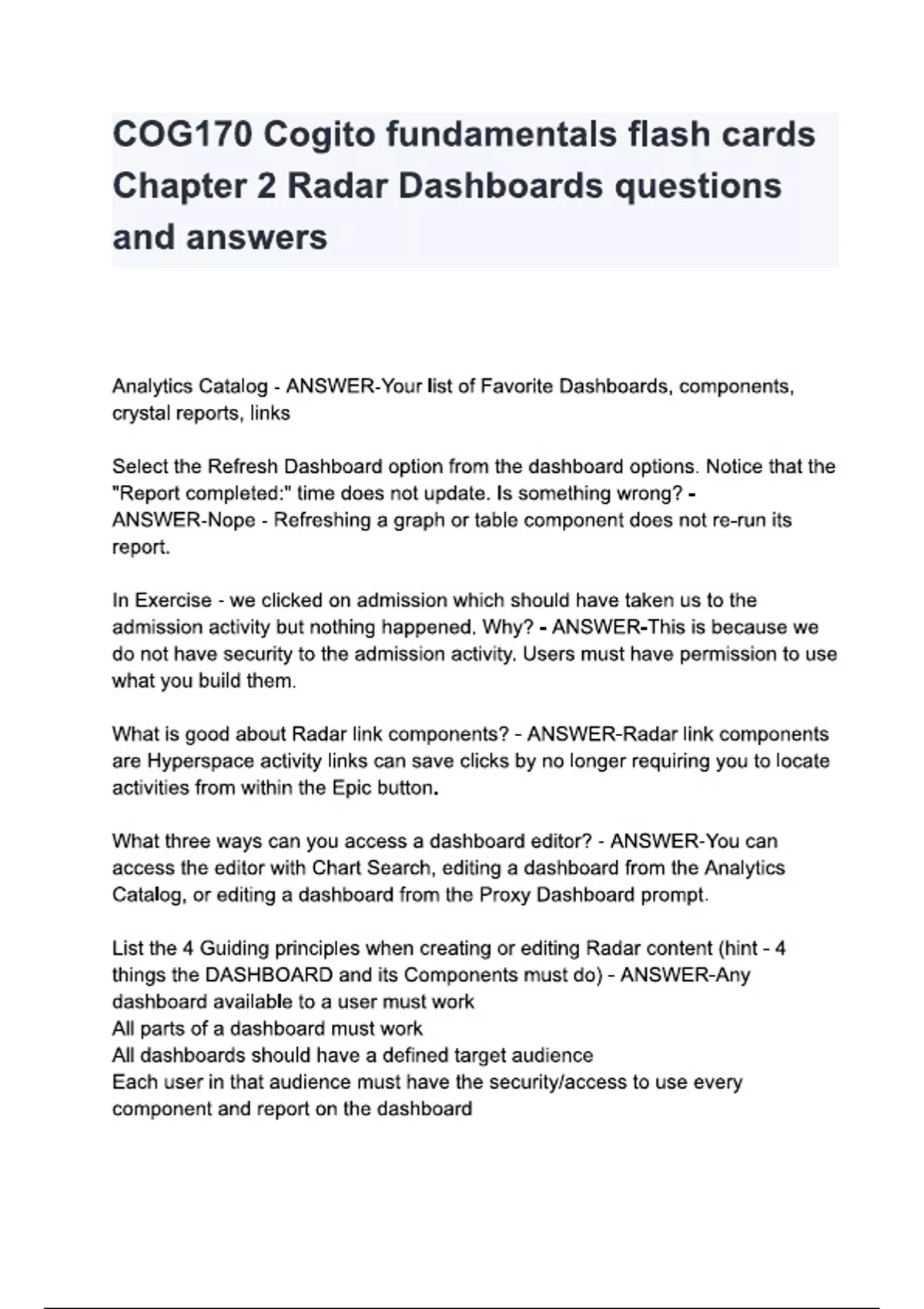 COG170 Cogito fundamentals flash cards Chapter 2 Radar Dashboards ...
