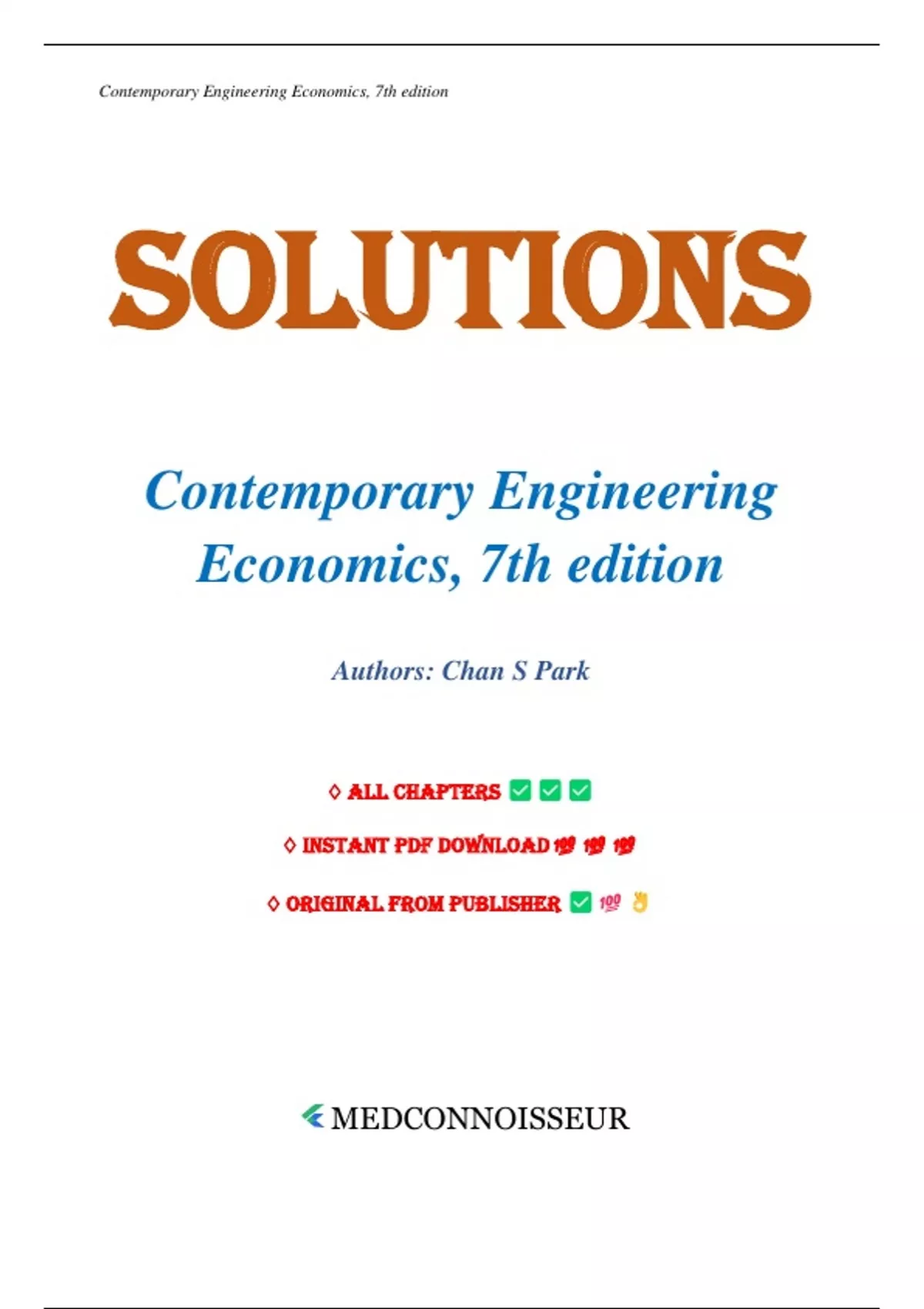 Solution Manual for Contemporary Engineering Economics 7th Edition by ...