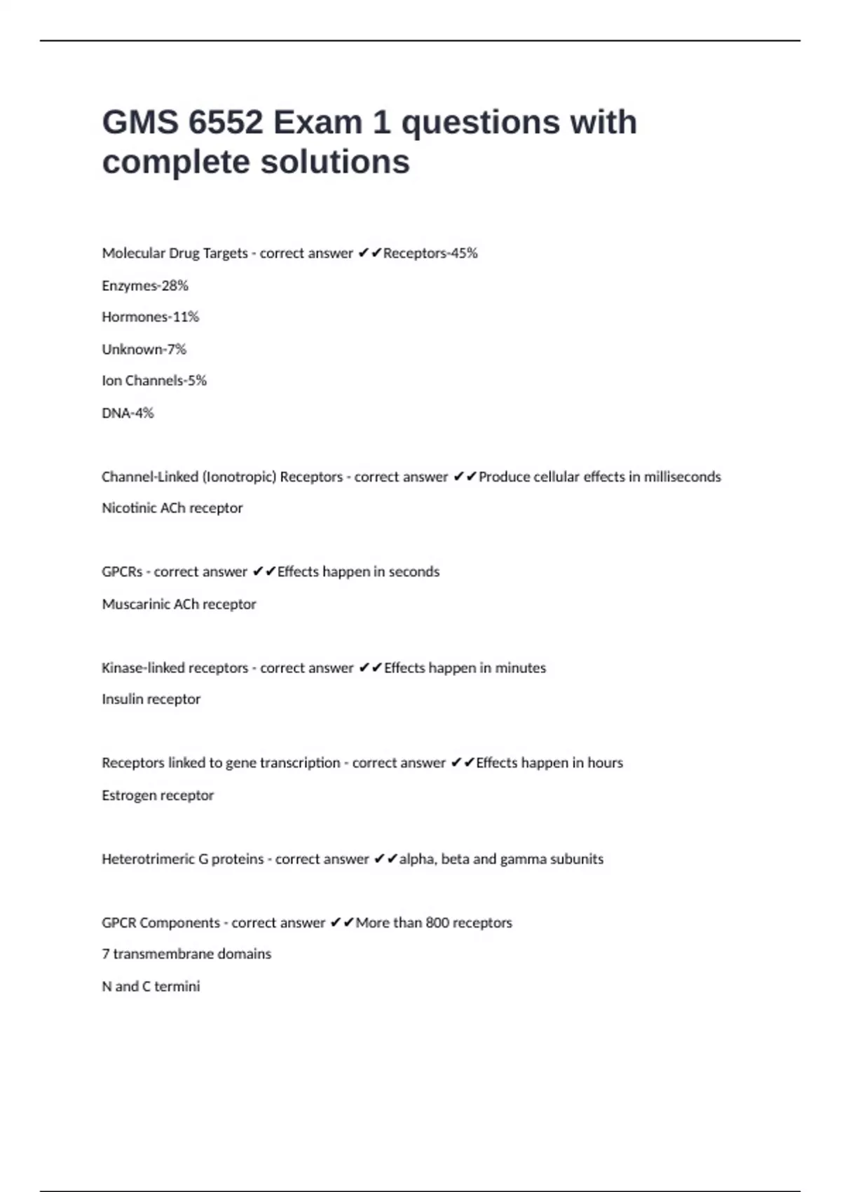 GMS 6552 Exam 1 questions with complete solutions - GMS - Stuvia US