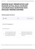 DEFENSE BASIC PRESERVATION AND PACKING ACTUAL EXAM COMPLETE ACCURATE EXAM QUESTIONS WITH ...