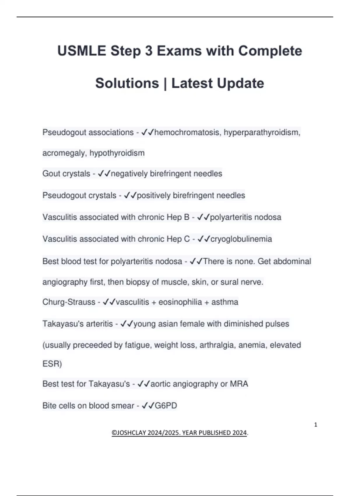 USMLE Step 3 Exams with Complete Solutions | Latest Update ...