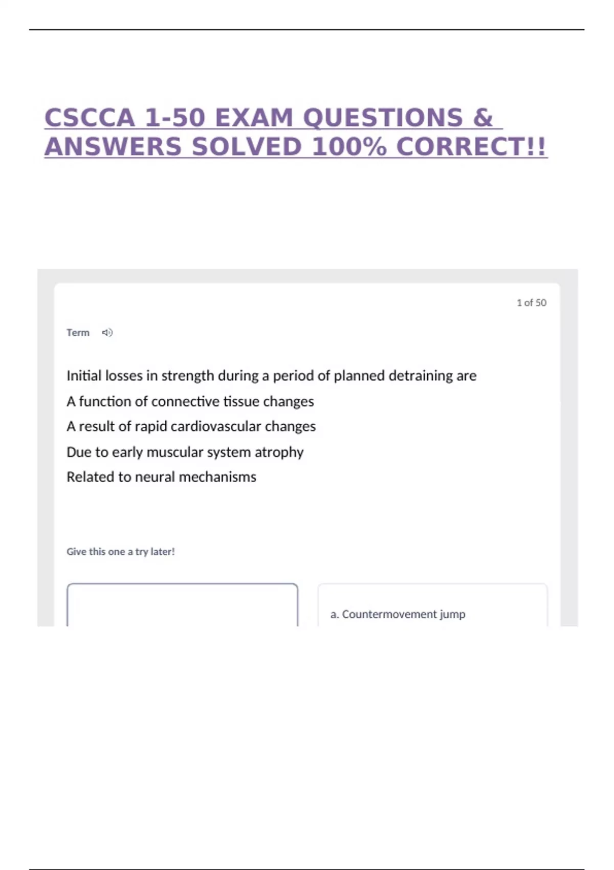 CSCCA 1-50 EXAM QUESTIONS & ANSWERS SOLVED 100% CORRECT!! - CSCCA ...