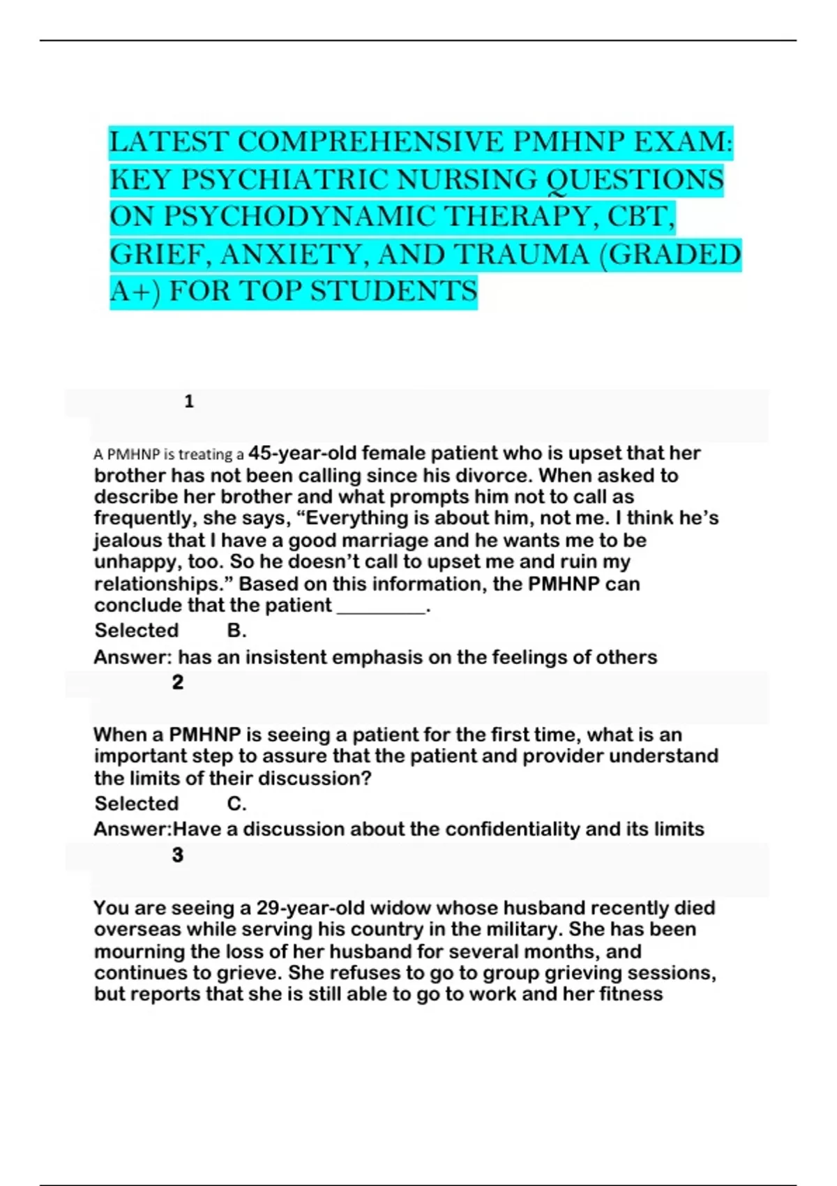 "PMHNP Certification Preparation Exam: Comprehensive Review of ...