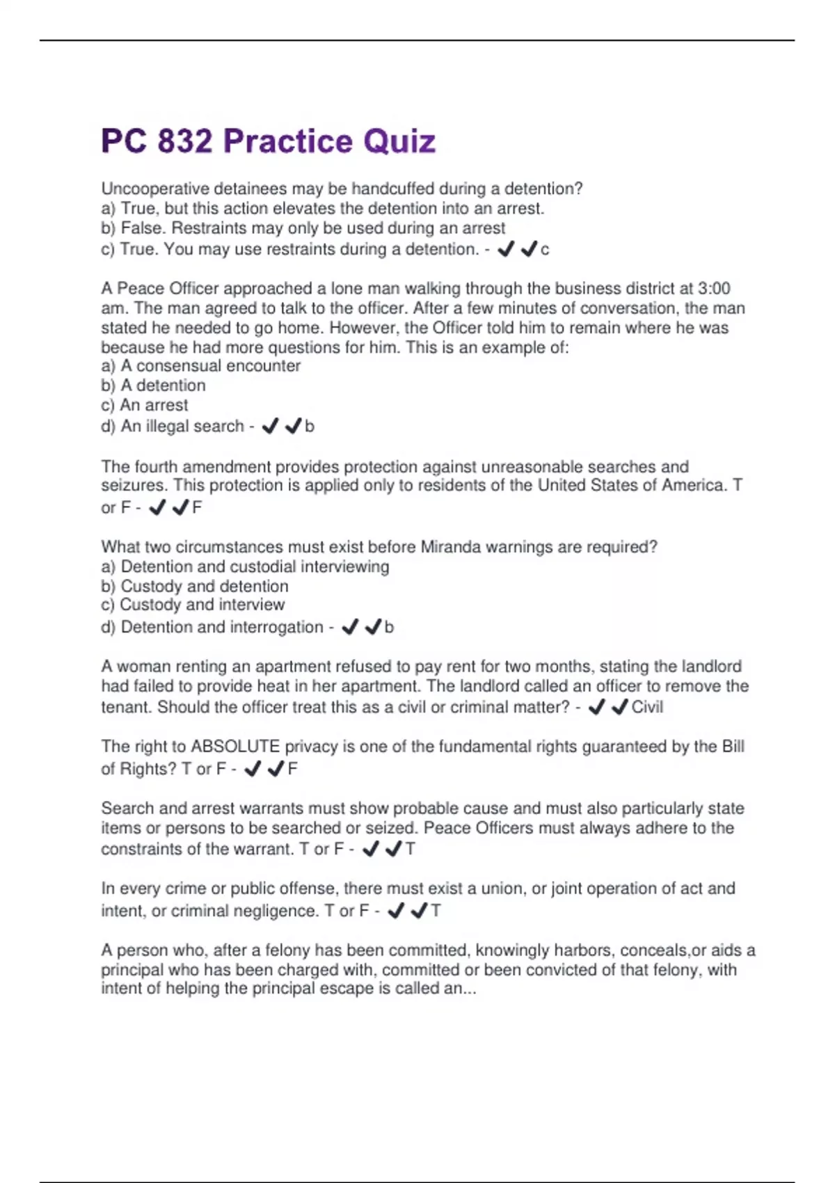 PC 832 Practice Quiz Questions With 100% Correct - PC 832 - Stuvia US