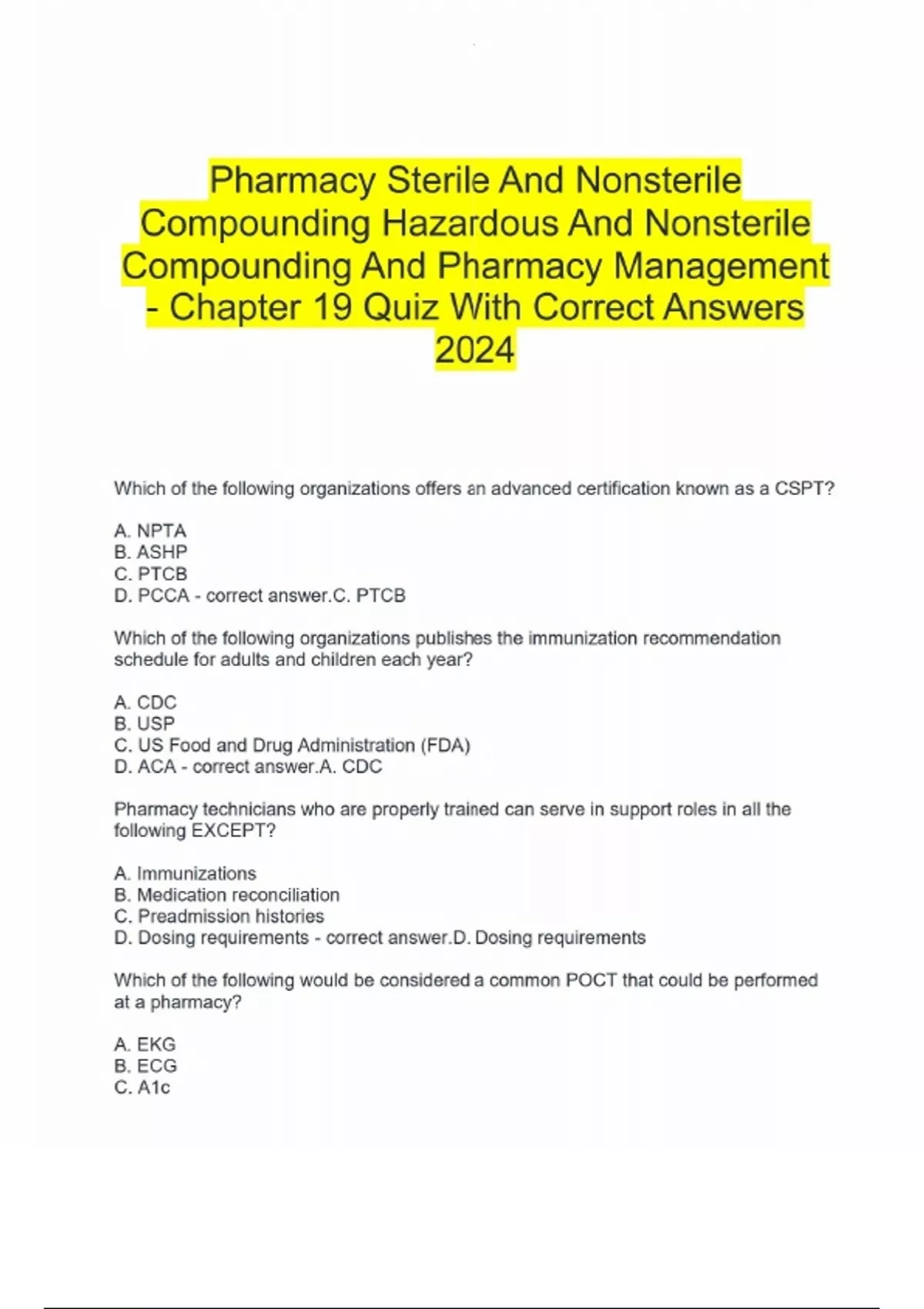 Pharmacy Sterile And Nonsterile Compounding Hazardous And Nonsterile ...