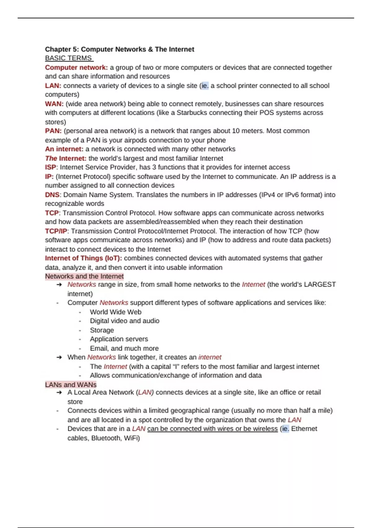 Chapter 5 Computer Networks & Internet MIS 180 McGraw Hill Textbook - MIS 180 - Stuvia US