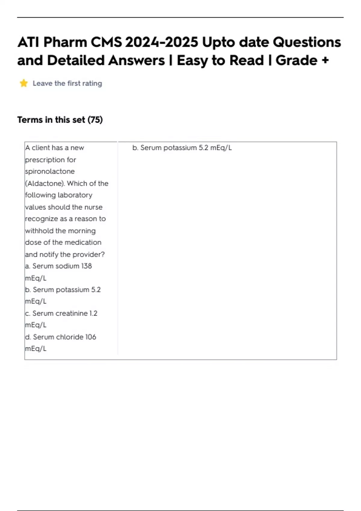 ATI Pharm CMS Upto date Questions and Detailed Answers | Easy to Read ...