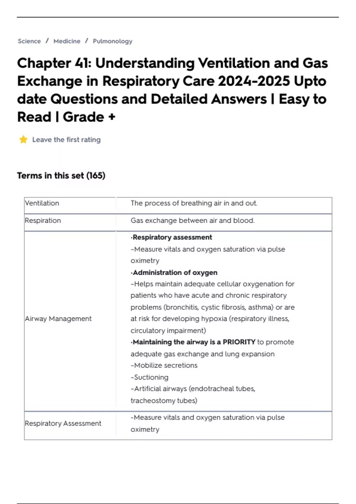 Chapter 41: Understanding Ventilation and Gas Exchange in Respiratory ...