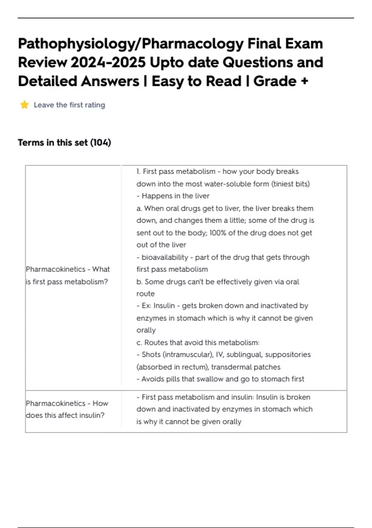 Pathophysiology/Pharmacology Final Exam Review Upto date Questions and ...