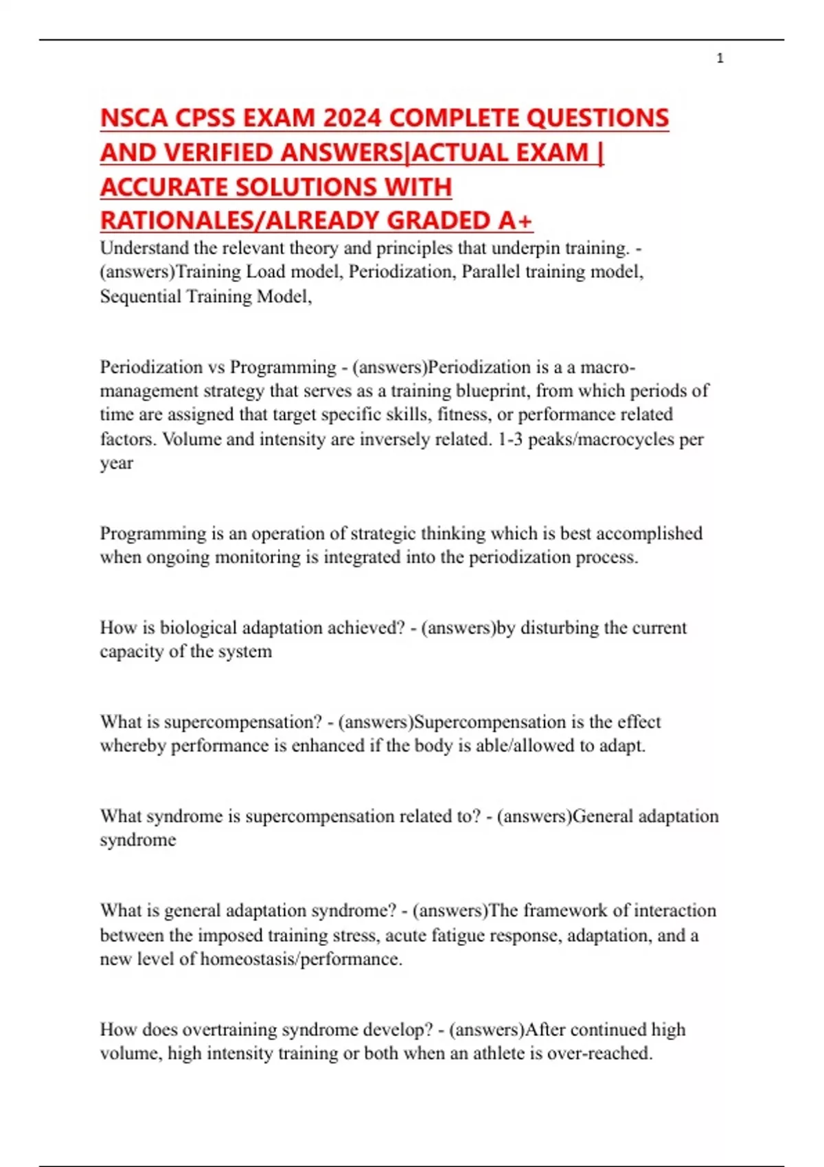 NSCA CPSS EXAM 2024 COMPLETE QUESTIONS AND VERIFIED ANSWERS|ACTUAL EXAM ...