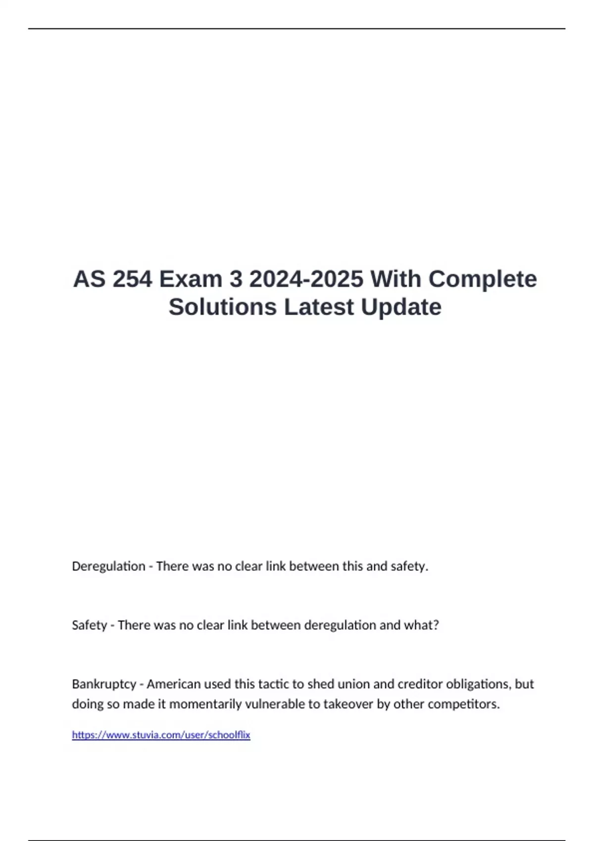 AS 254 Exam With Complete Solutions Latest Update - AT 254 - Stuvia US