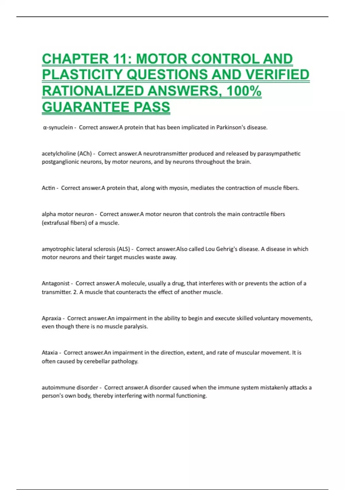 chapter 11: Motor Control and Plasticity - Chapter 11: Motor Control ...