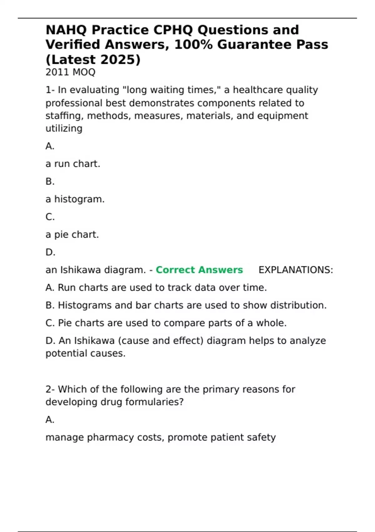 NAHQ Practice CPHQ Questions and Verified Answers, 100- Guarantee Pass ...
