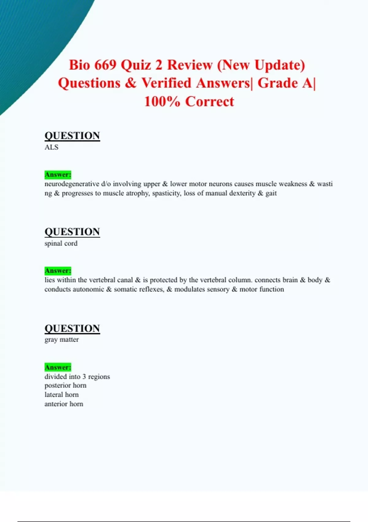Bio 669 Quiz 2 New 2025 2026 Updates Bundled Together Package With