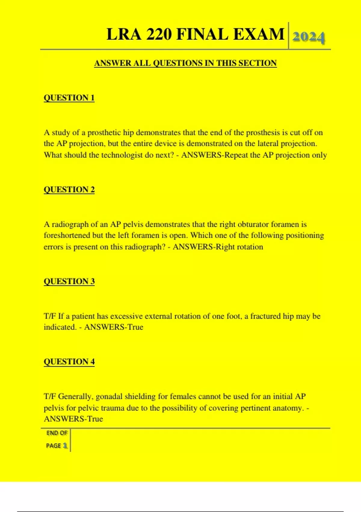 LRA 220 FINAL EXAM QUESTIONS AND ANSWERS 2025 - LRA 220 - Stuvia US