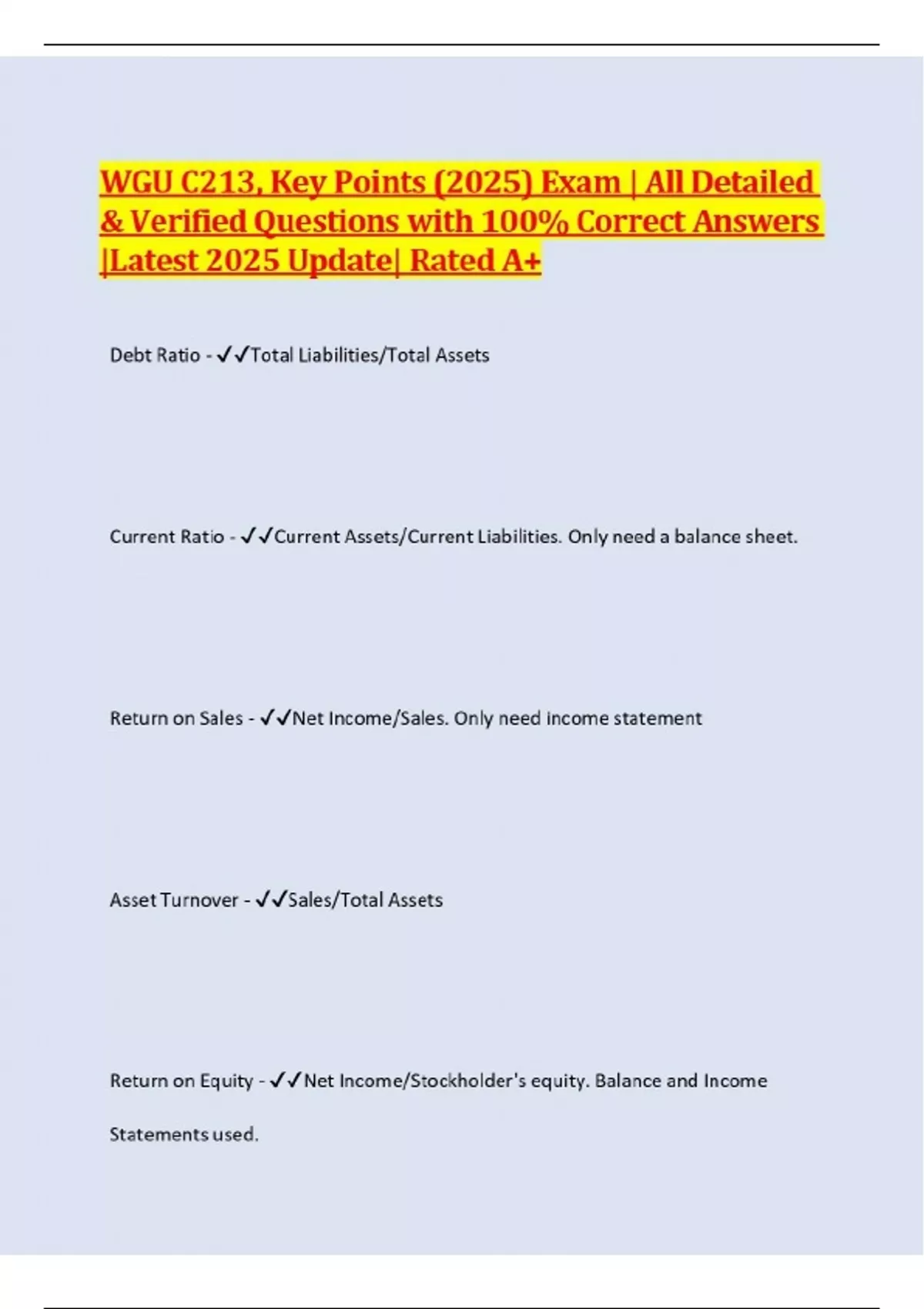 WGU C213, Key Points (2025) Exam | All Detailed & Verified Questions ...